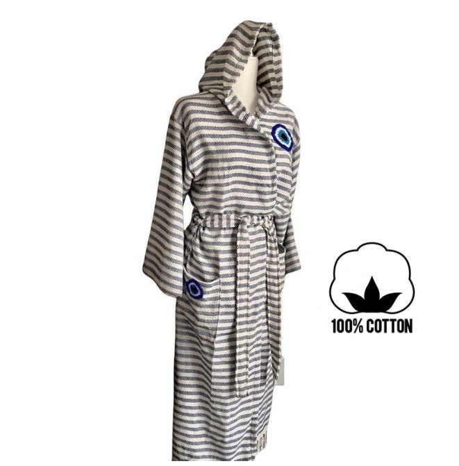 100% Cotton Bathrobe Evil Eye Peshtemal Towel Robe Evil Eye - Etsy Canada