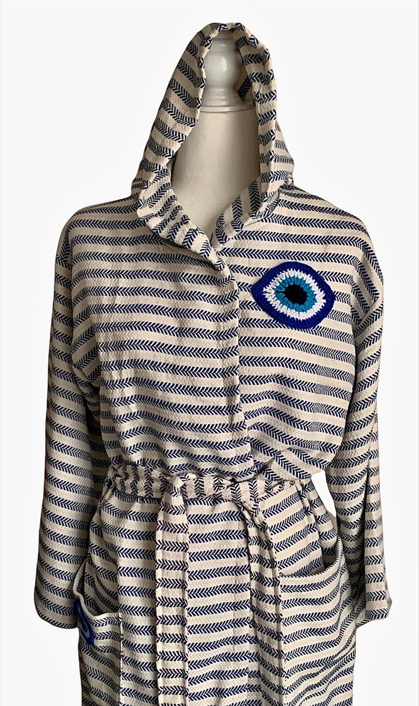 100% Cotton Bathrobe Evil Eye Peshtemal Towel Robe Evil Eye - Etsy Canada