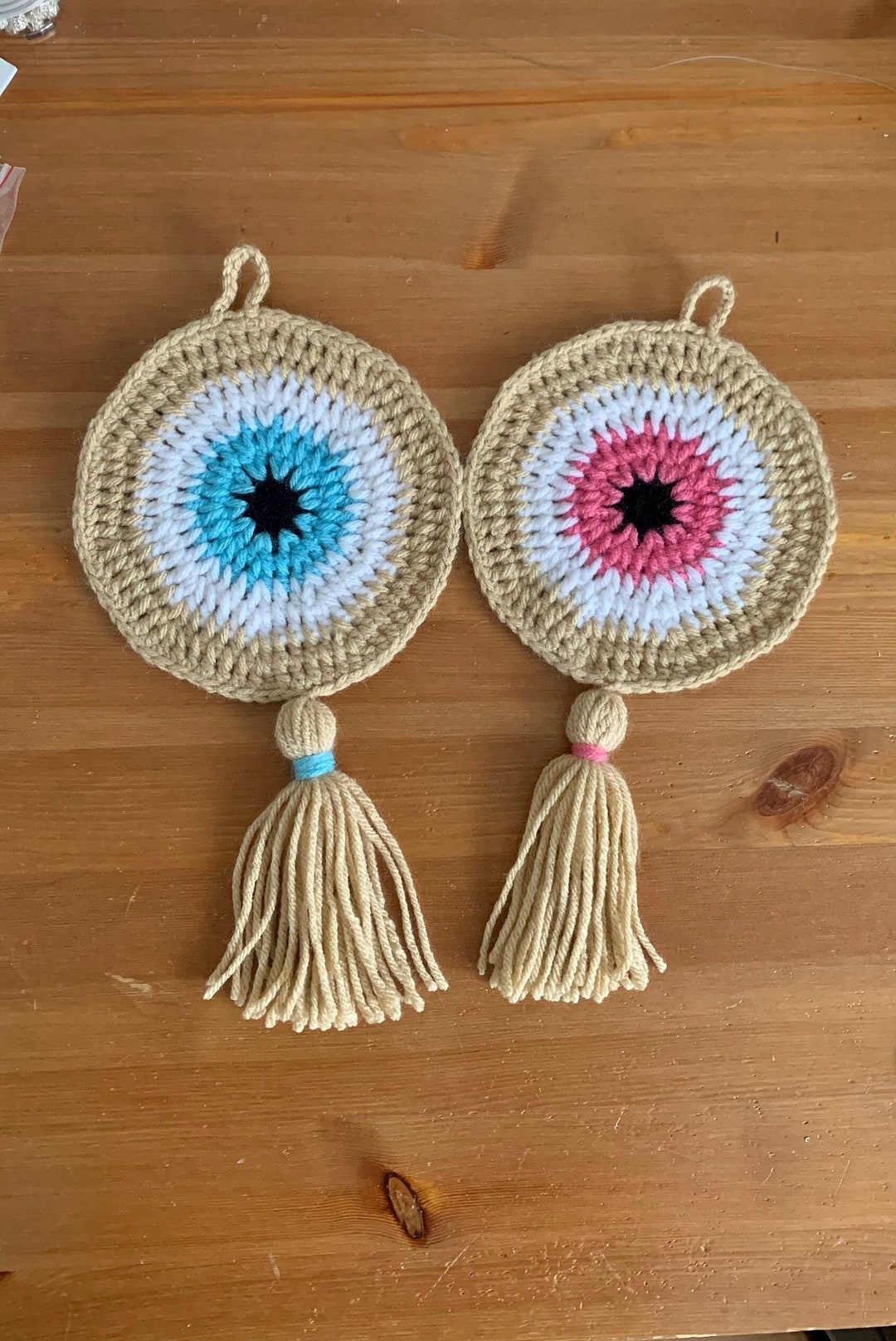 Evil eye wall decor, Evil eye crochet wall hanging, Baby room wall ...