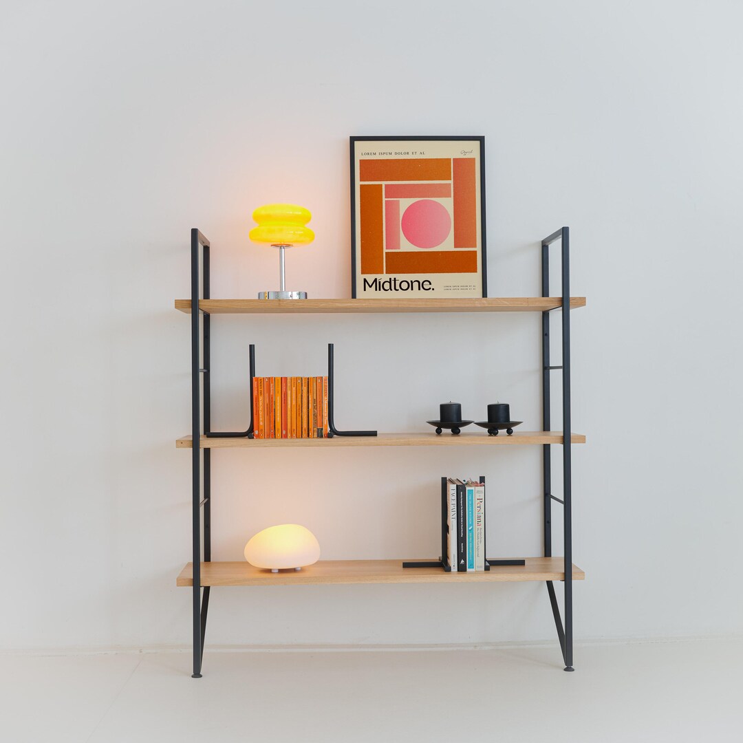 Mid-century Modern [3-tier] Ladder-frame Shelving Unit / Bookcase ...