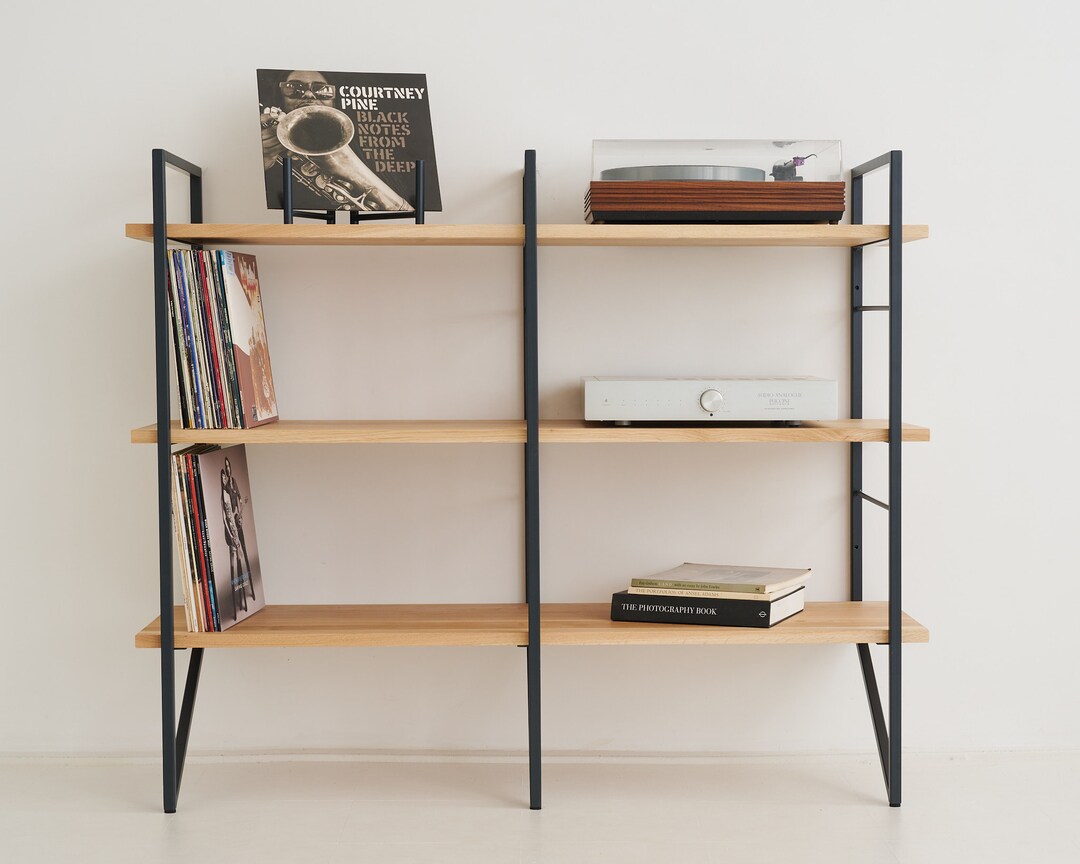 Ladder 3 Frame Oak Record / Media / TV Stand Vinyl / LP Storage Hi-fi ...