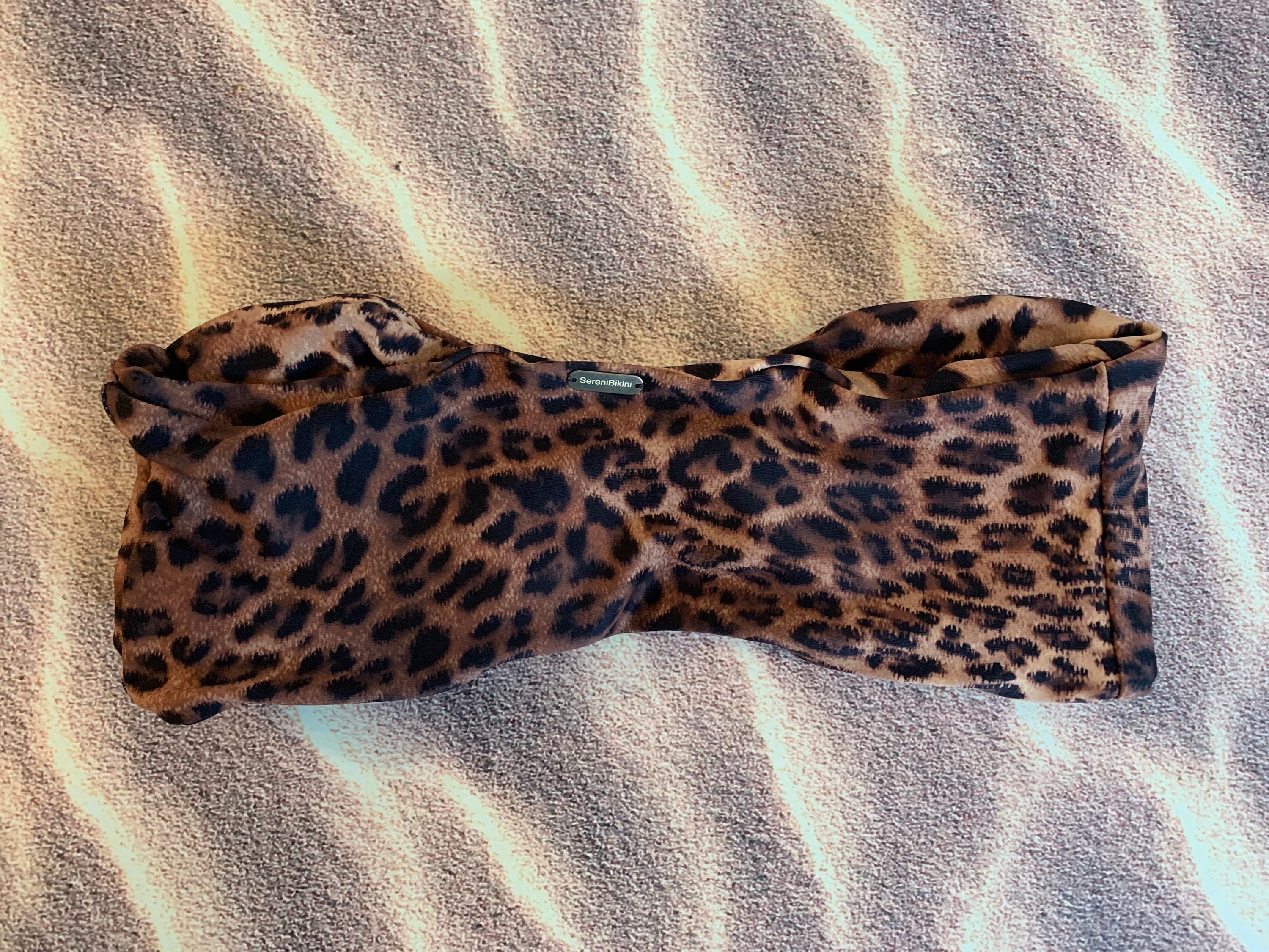 Leopard Print Strapless Bando Bikini Top Fully Lined Top Sizes Xs Thru ...