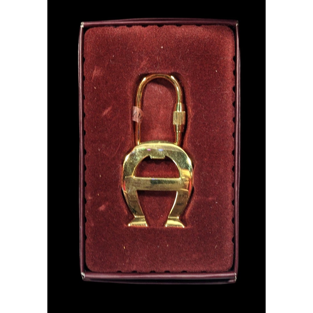 Vintage Etienne Aigner Gold Tone Logo Keychain - Etsy