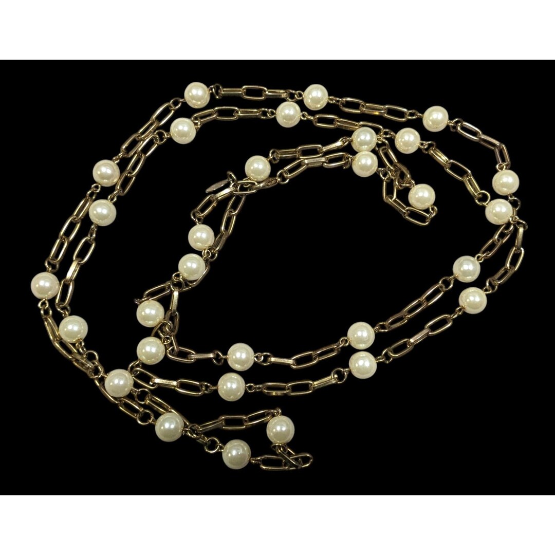 Vintage Esmor Gold Tone Faux Pearl Paperclip Chain Necklace - Etsy