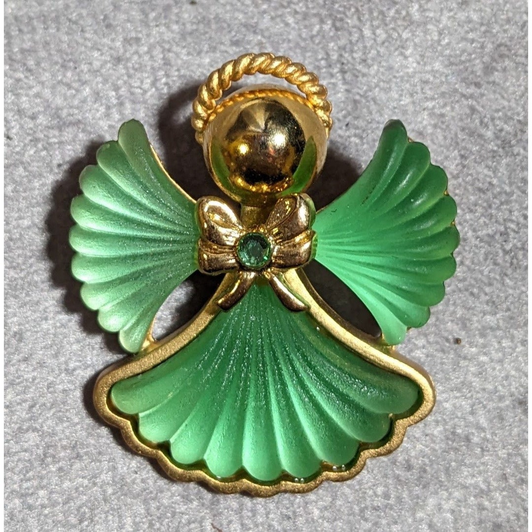 Vintage Kenneth Cole Green Lucite Angel Brooch - Etsy