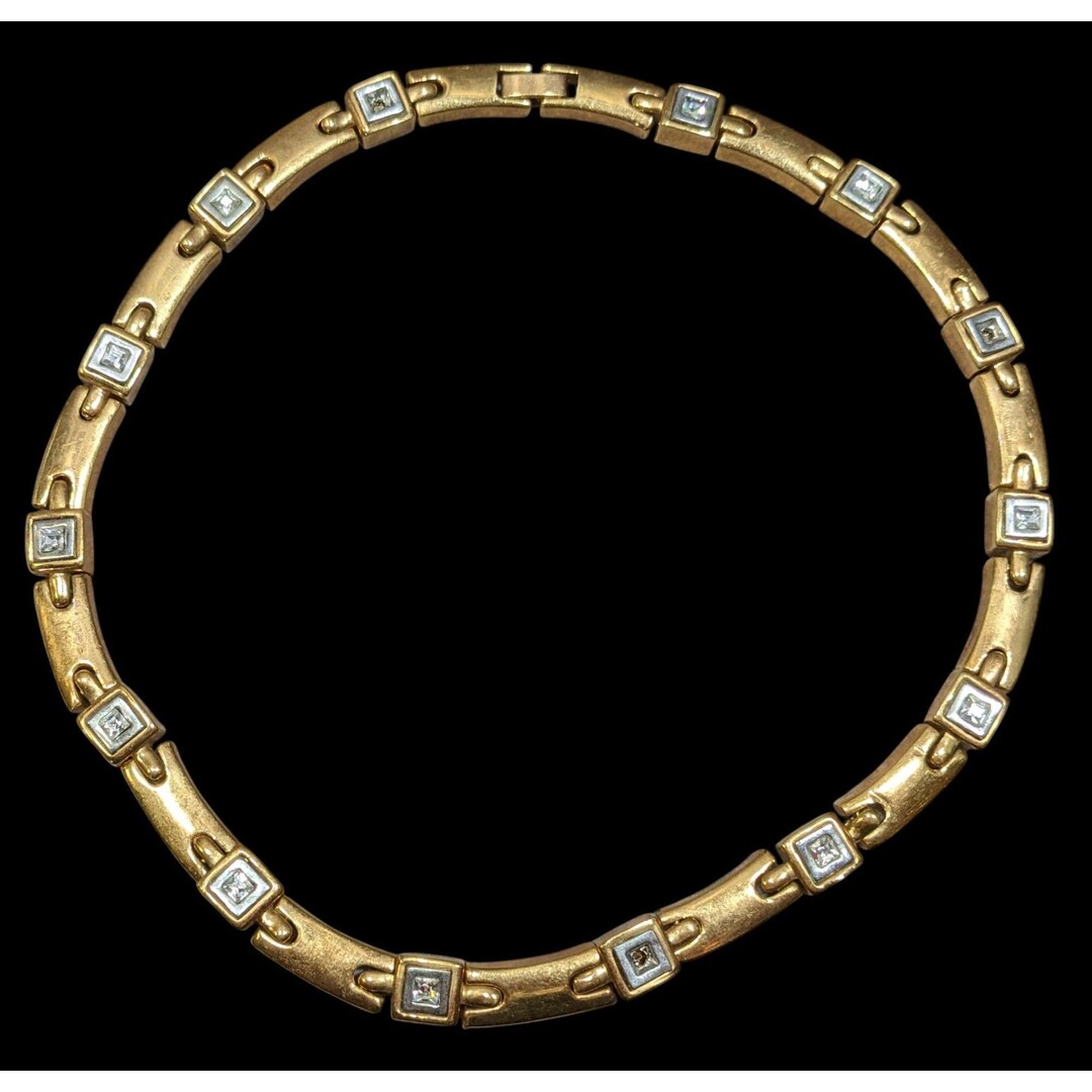 Vintage Elegant Stylized Link Chain Necklace With Rhinestone Accents - Etsy