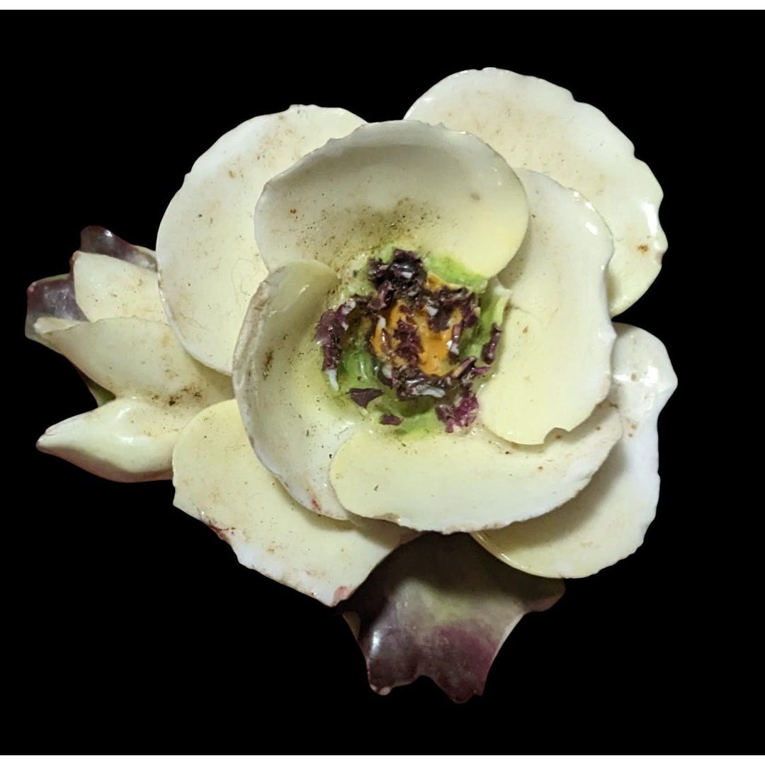 Vintage Cara China Staffordshire White English Rose Brooch - Etsy