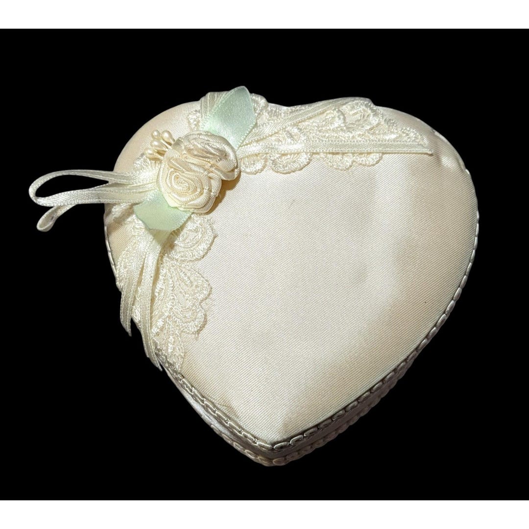 Vintage 90s Victoria's Secret Satin Victorian Style Heart Trinket Box ...