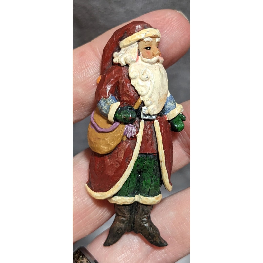 Vintage Rustic Wood-look Santa Brooch - Etsy