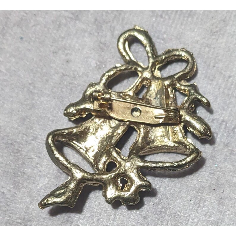 Vintage Holiday Holly Bell Enameled Brooch - Etsy