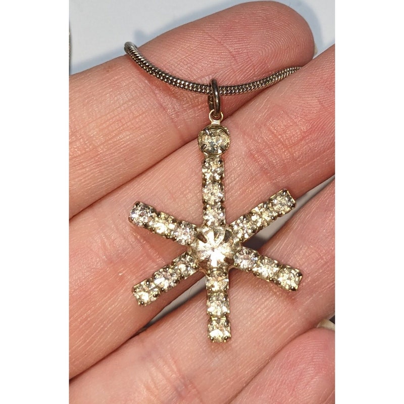 Rhinestone Snowflake Necklace - Etsy