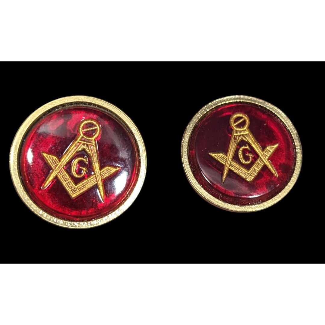 Vintage Masonic Red and Gold Tone Cufflinks - Etsy