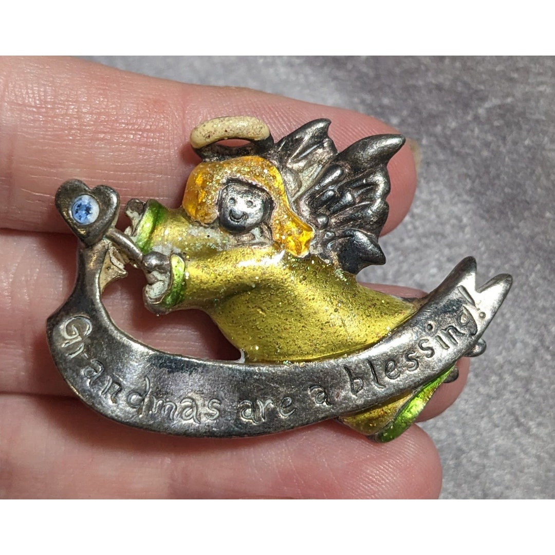 Vintage AJMC Grandma Angel Brooch - Etsy