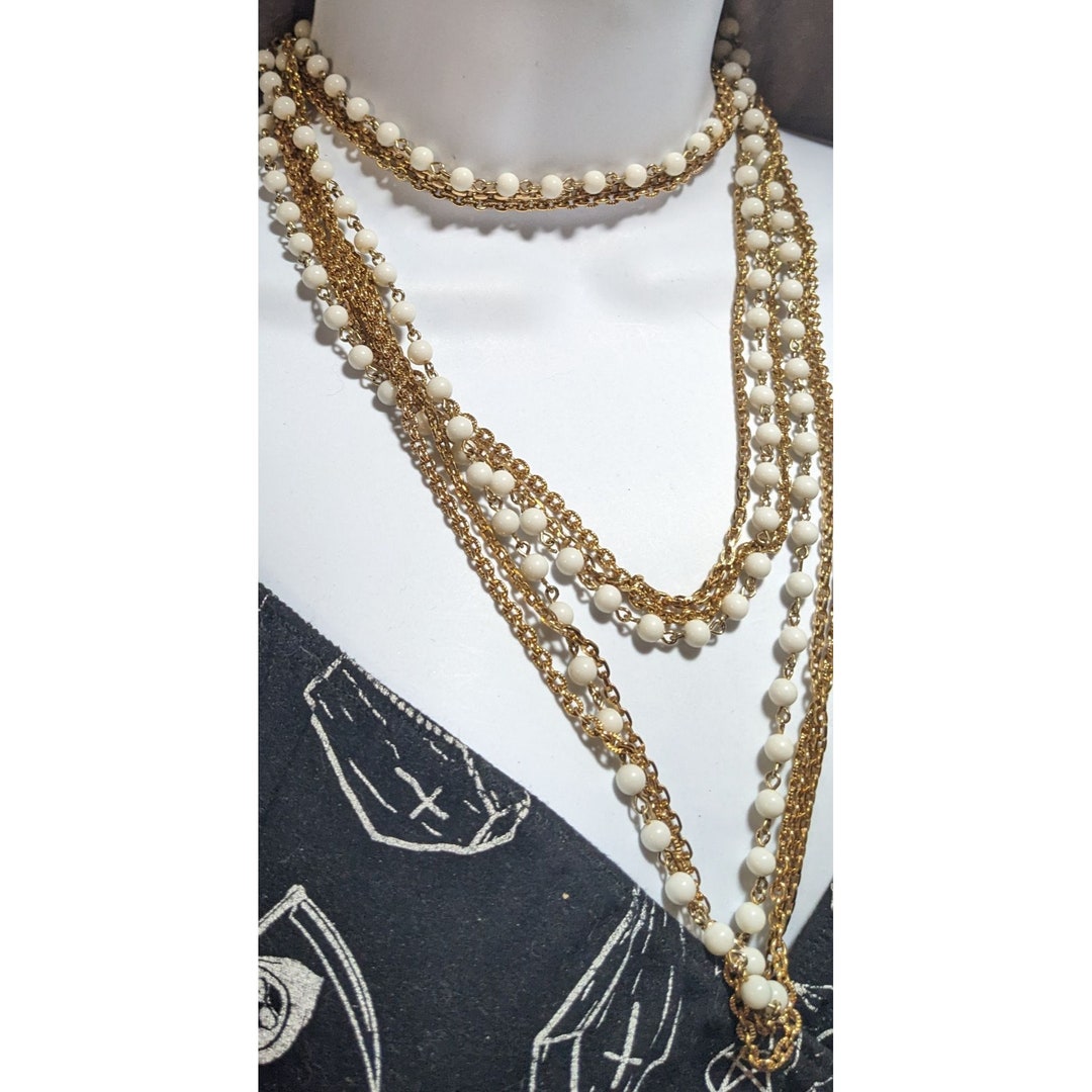 Vintage Napier Beaded Chain Opera Necklace - Etsy