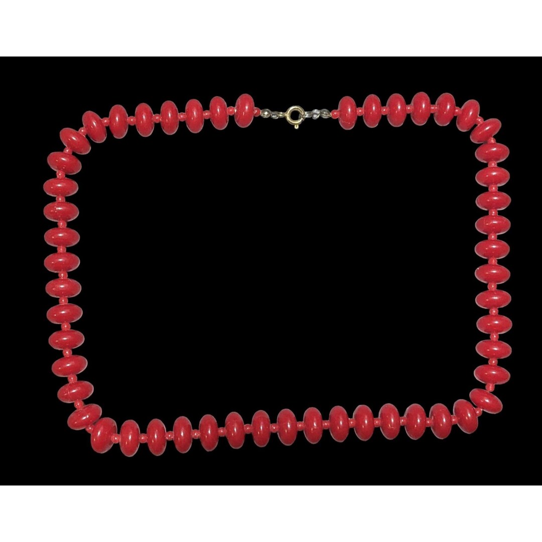 Vintage Red Cinnamon Candy Style Beaded Necklace - Etsy