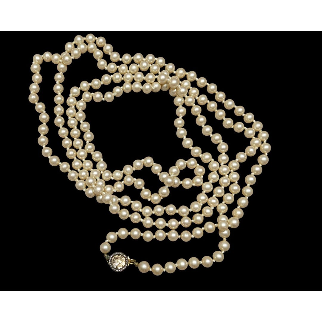 Vintage Japanese Cream Faux Pearl Extra Long Beaded Necklace - Etsy