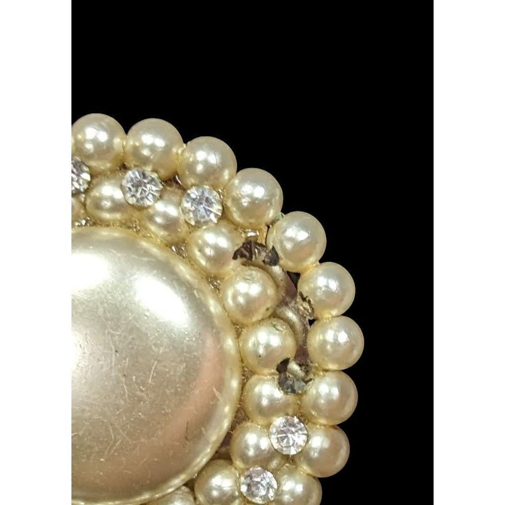 Vintage Faux Pearl Button Brooch With Faux Pearl Accents - Etsy