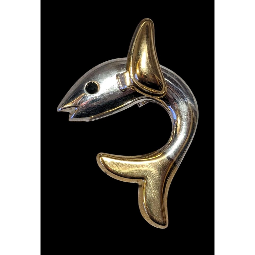Vintage Silver and Gold Tone Fish Brooch/pendant - Etsy