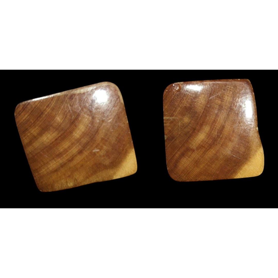 Vintage Brown Wood Square Retro Cuff Links - Etsy