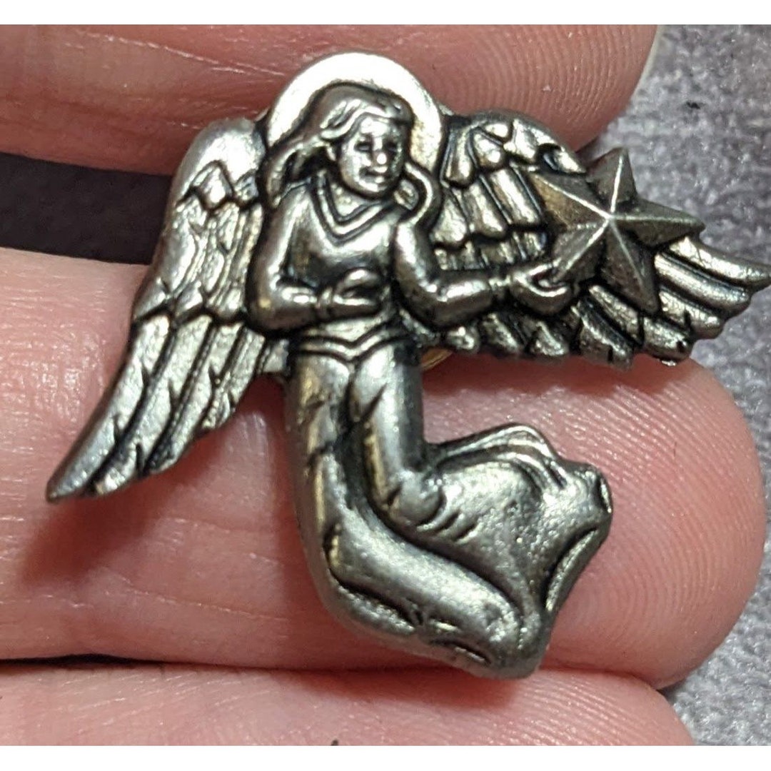Retro Guardian Angel Lapel Pin - Etsy