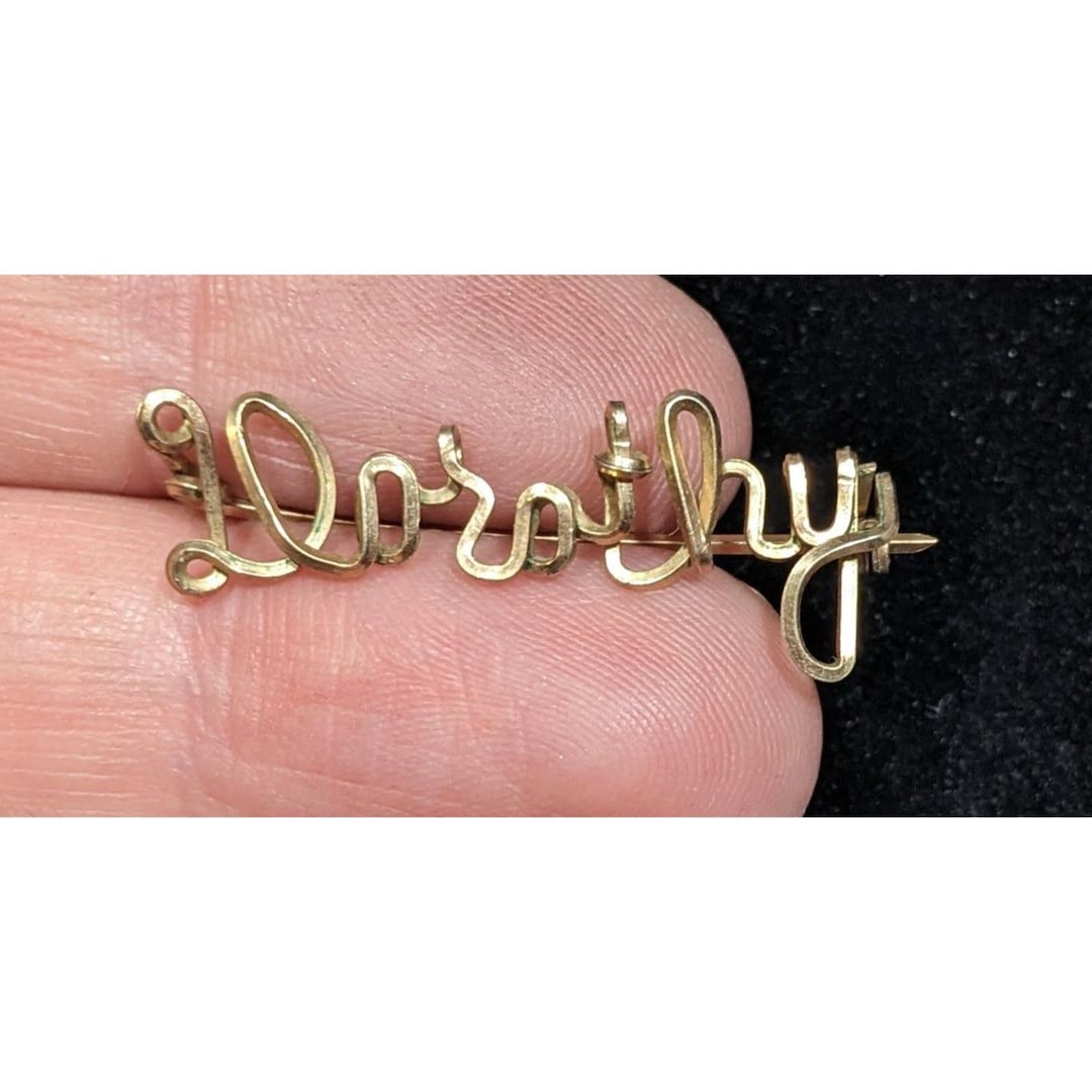 Vintage Handmade Cursive Dorothy Gold Tone Wire Wrap Brooch - Etsy