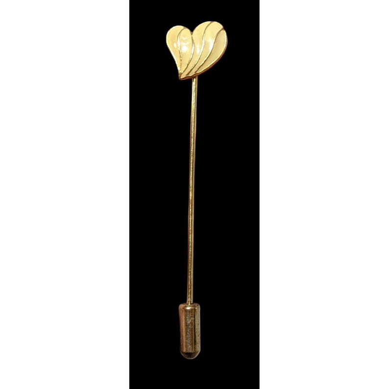 Vintage Gold Tone and Cream Enamel Heart Stick Pin - Etsy