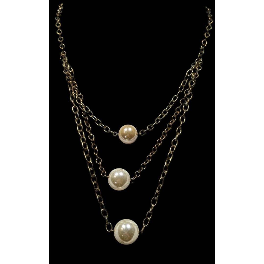 Vintage Glam Layered Chain Necklace With Faux Pearls - Etsy