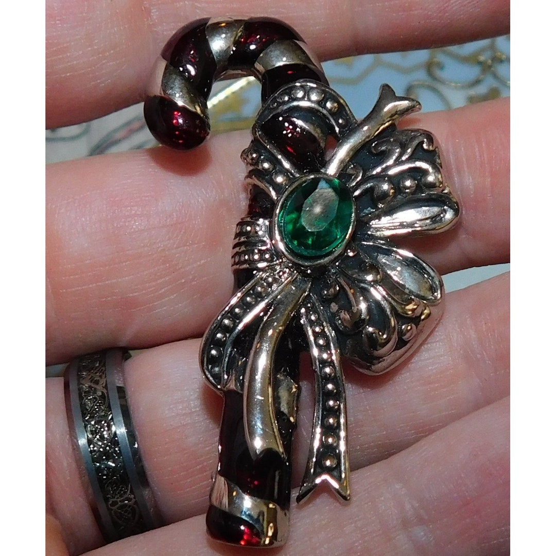 Vintage Silver Candy Cane Brooch - Etsy