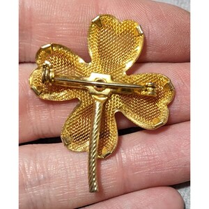 Vintage Gold Tone Mesh Four Leaf Clover Brooch - Etsy