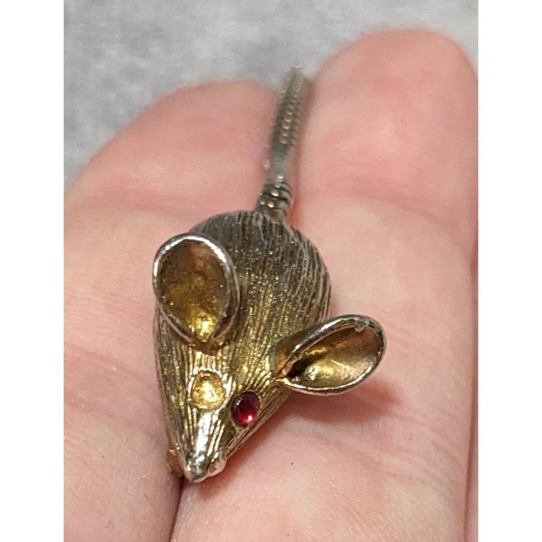 Vintage Gold Tone Mouse Pin With Articulated Tail - Etsy