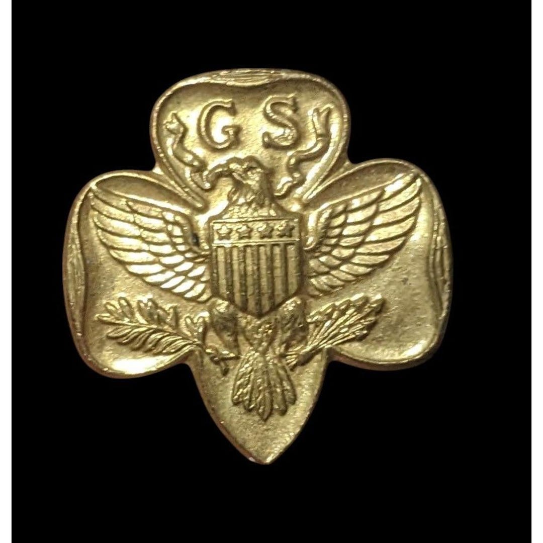 Vintage Gold Tone Girl Scouts Embossed Brooch - Etsy