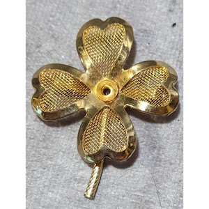 Vintage Gold Tone Mesh Four Leaf Clover Brooch - Etsy