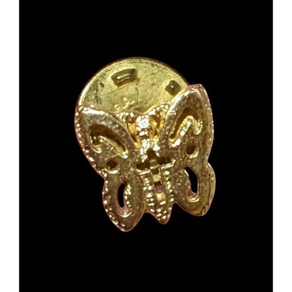 Vintage Religious Butterfly Cross Gold Tone Lapel Pin - Gem