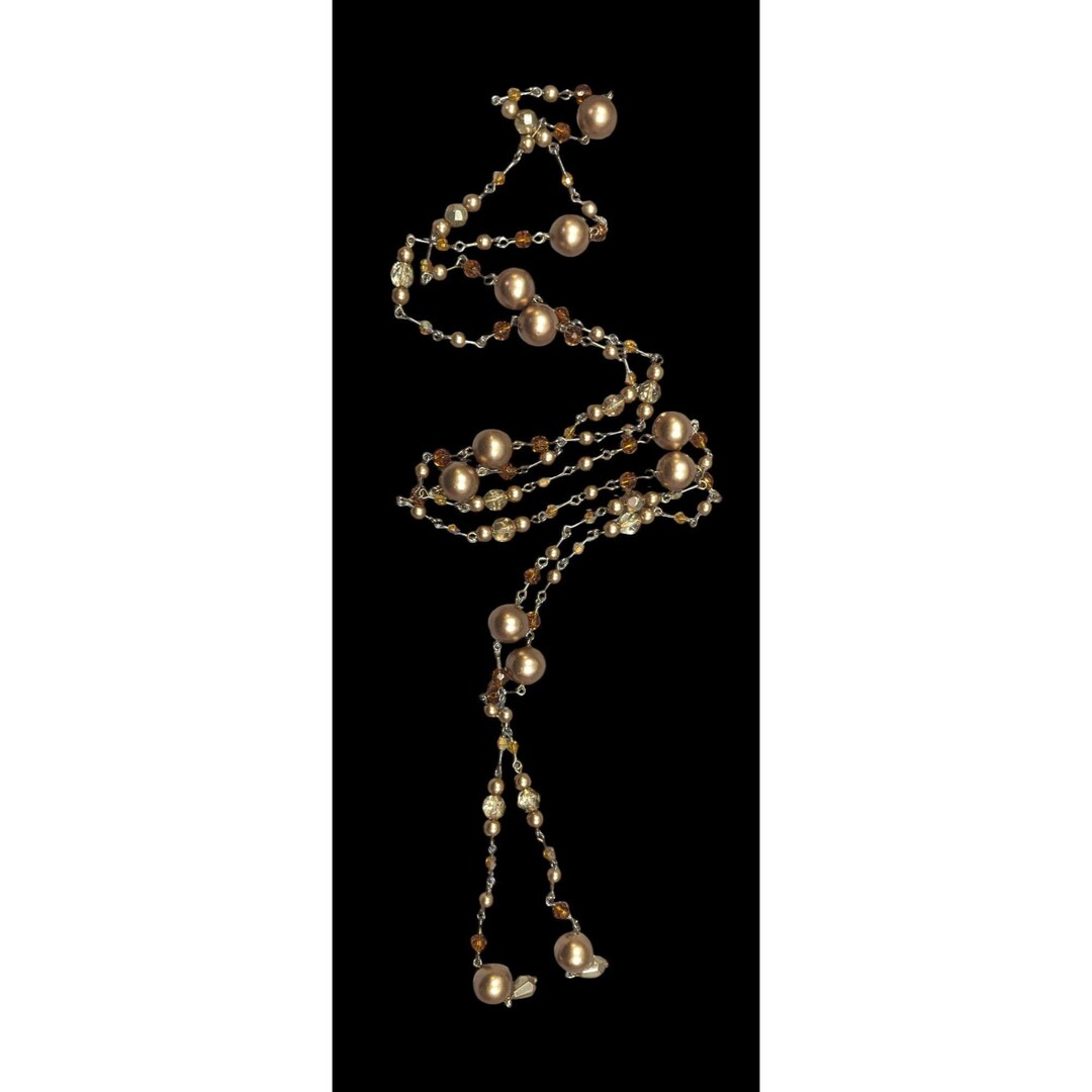 Vintage Glam Gold Tone Pearl and Glass Beaded Opera Necklace - Etsy