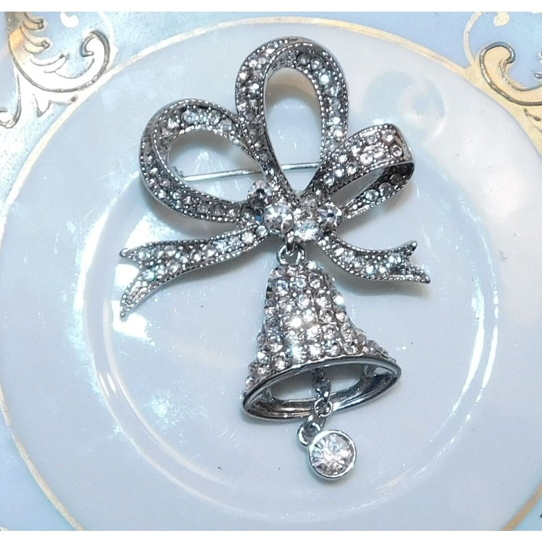 Vintage Dangling Rhinestone Bell Brooch - Etsy