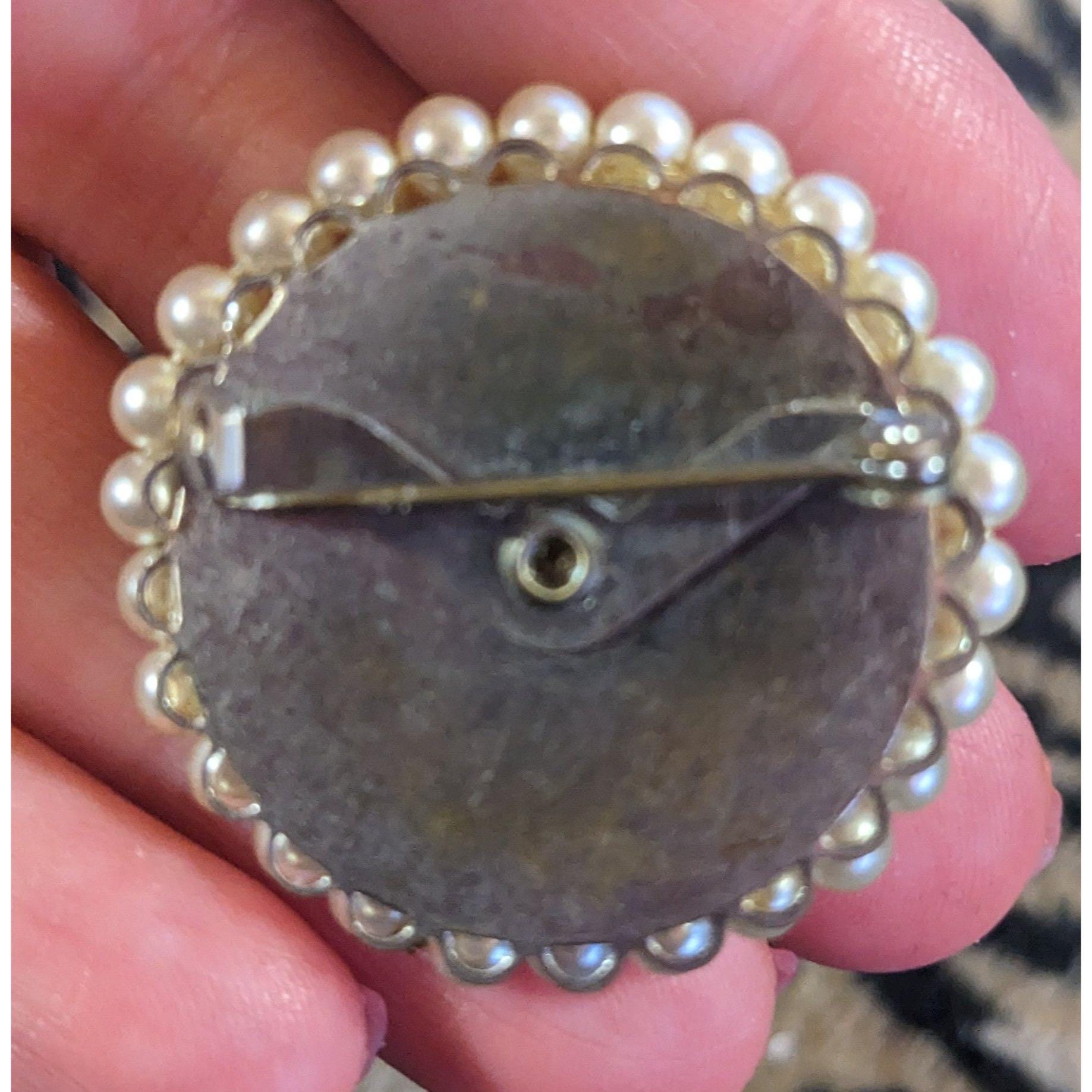 Vintage Faux Pearl Button Brooch With Faux Pearl Accents - Etsy