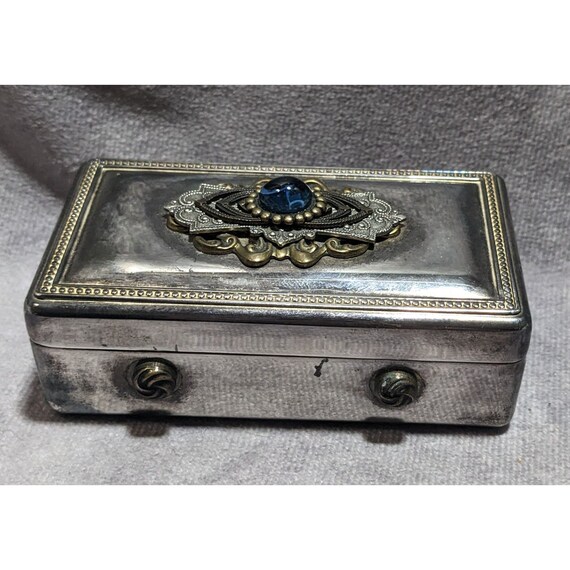 Bejeweled Silver Plated Trinket Box - Gem