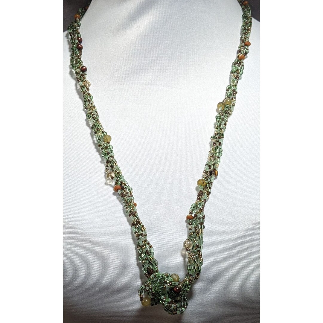 Bonnie J Vintage Green Glass Knot Necklace - Etsy