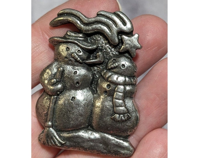 Vintage 1997 Signed Carruth Shooting Star Snowman Brooch - Etsy