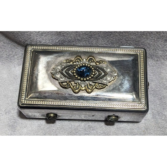 Bejeweled Silver Plated Trinket Box - Gem
