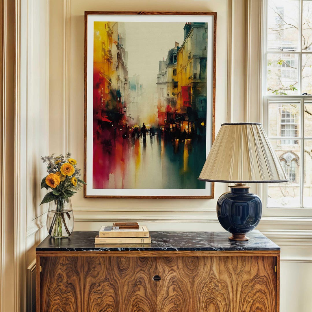 Paris Rainy Day Art Print: Moody Cafe Street Scene - Etsy