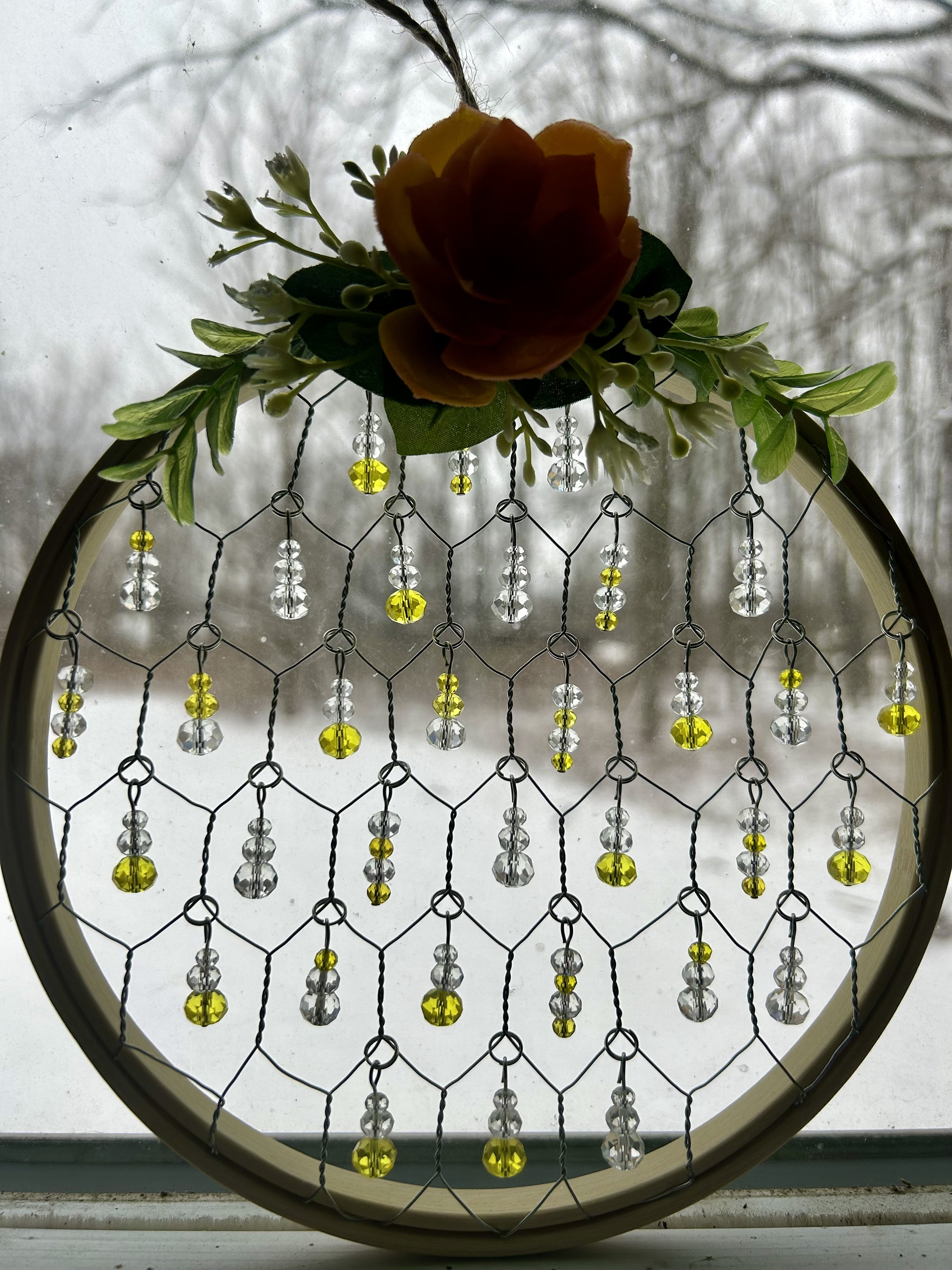 Beaded Chickenwire Suncatcher - Etsy