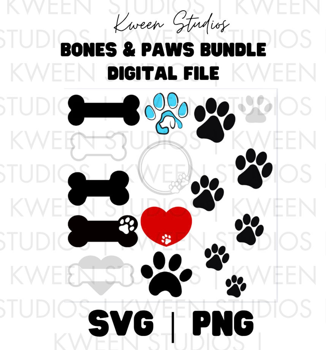 Bones & Paws SVG Bundle | Dog Paw | Cat Paw | Pet Clipart | Cute Dog ...