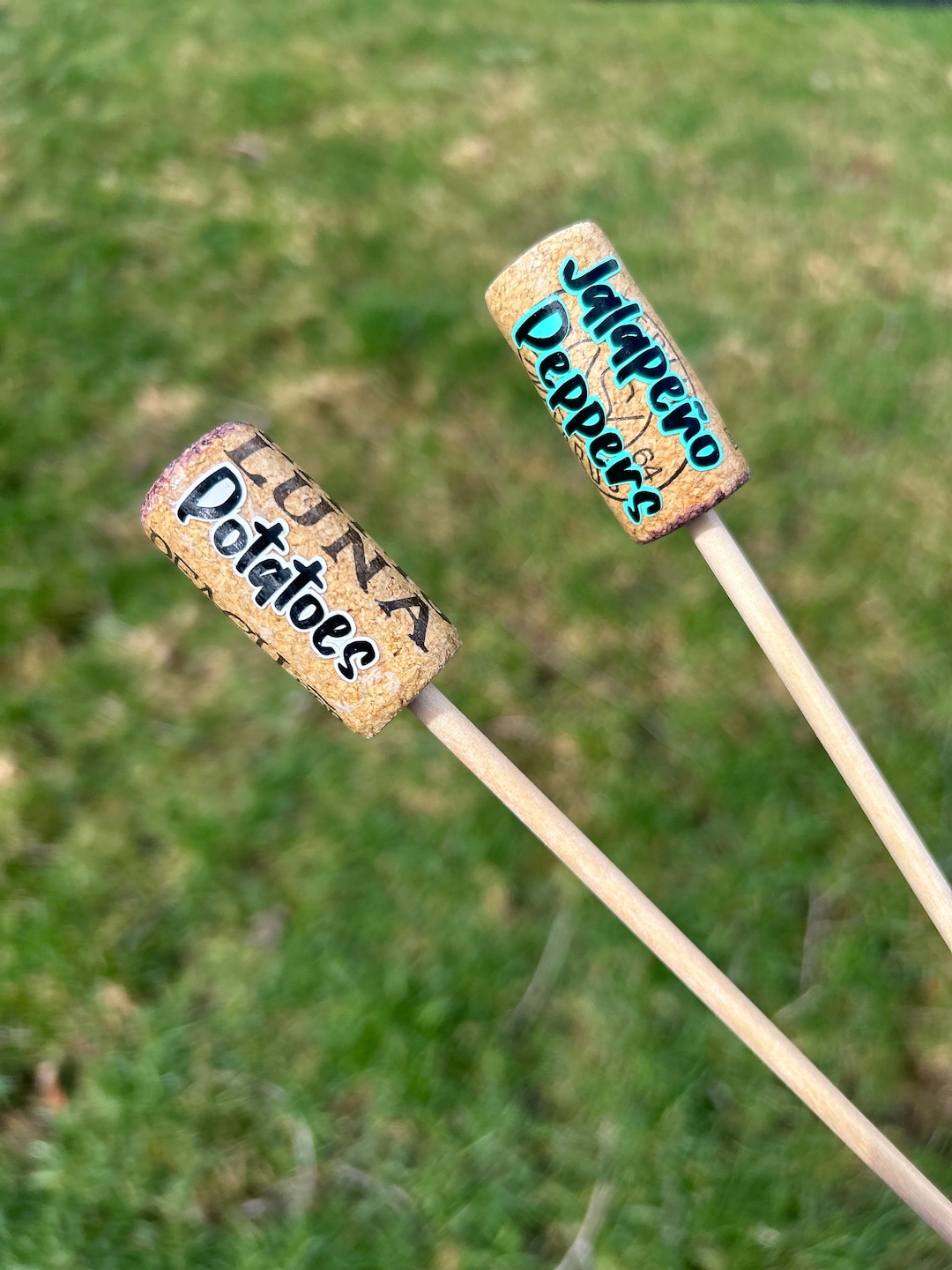 Custom Garden Markers 5 Plant Labels, Personalized Recycled Cork Plant ...
