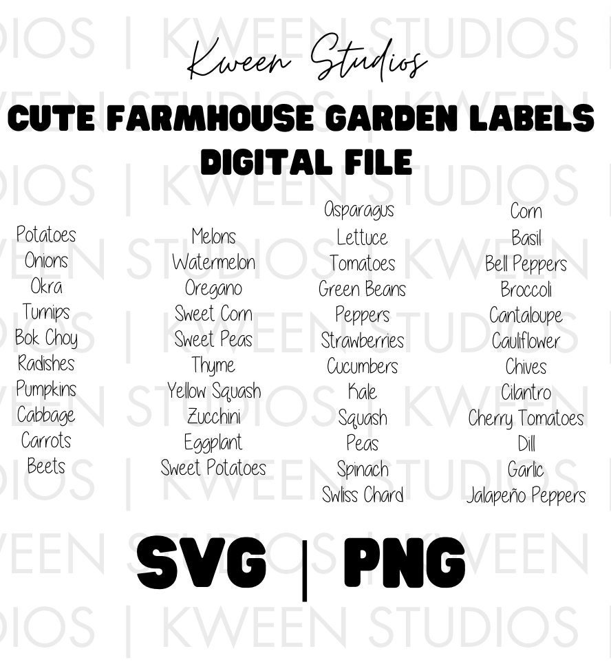 Cute Farmhouse Garden Labels Svg Herb Garden SVG Garden Labels SVG ...