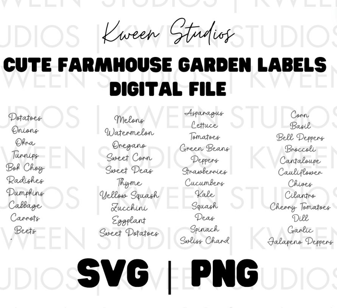 Cute Farmhouse Garden Labels Svg Herb Garden SVG Garden Labels SVG ...