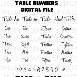 Table Numbers SVG Set | Cut File | Numbers Svg | Svg for Cricut ...