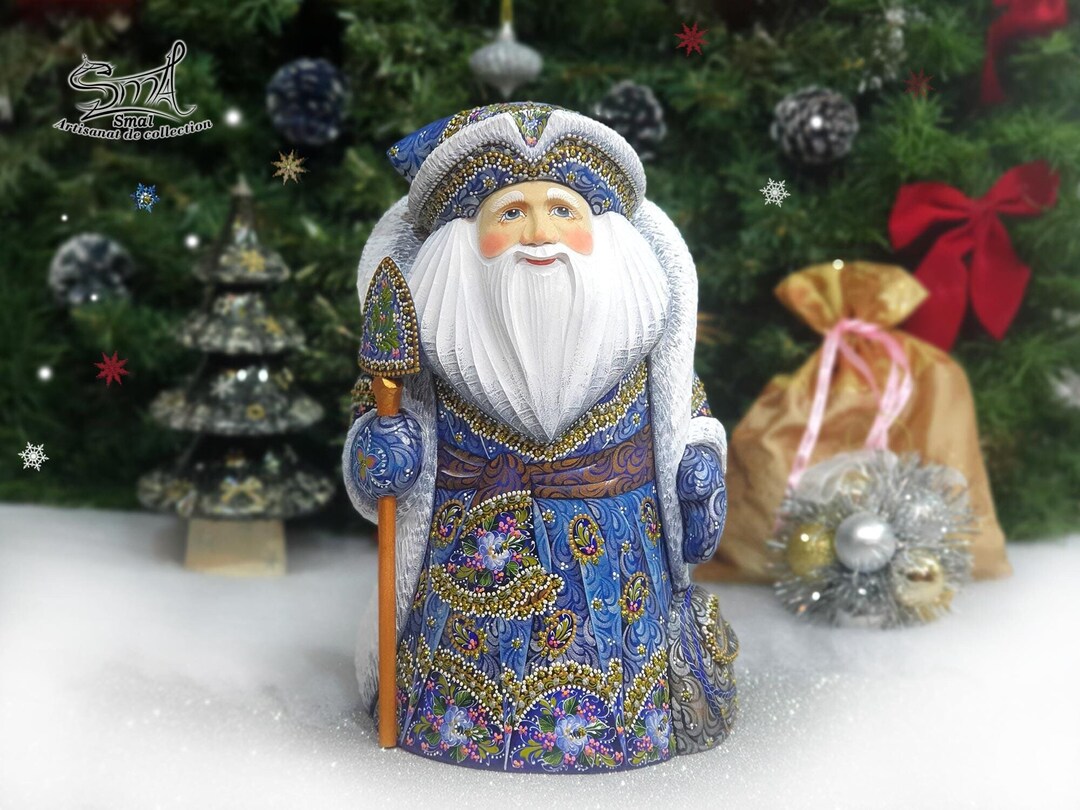 Hand-carved Wooden Santa Claus Saint Nicholas Figurine, Ded Moroz ...