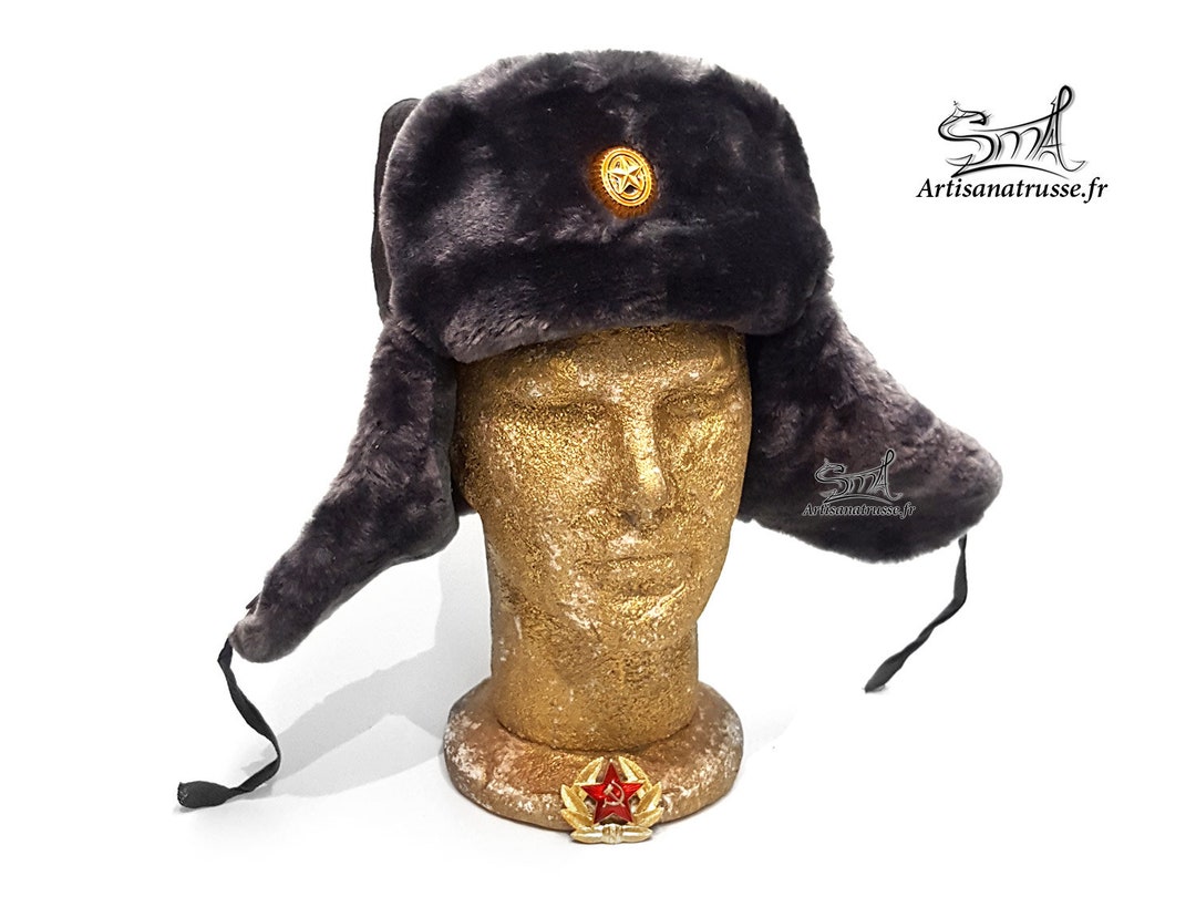 Russian Military Ushanka Faux Fur and Felt Hat - Unisex, Soviet USSR ...