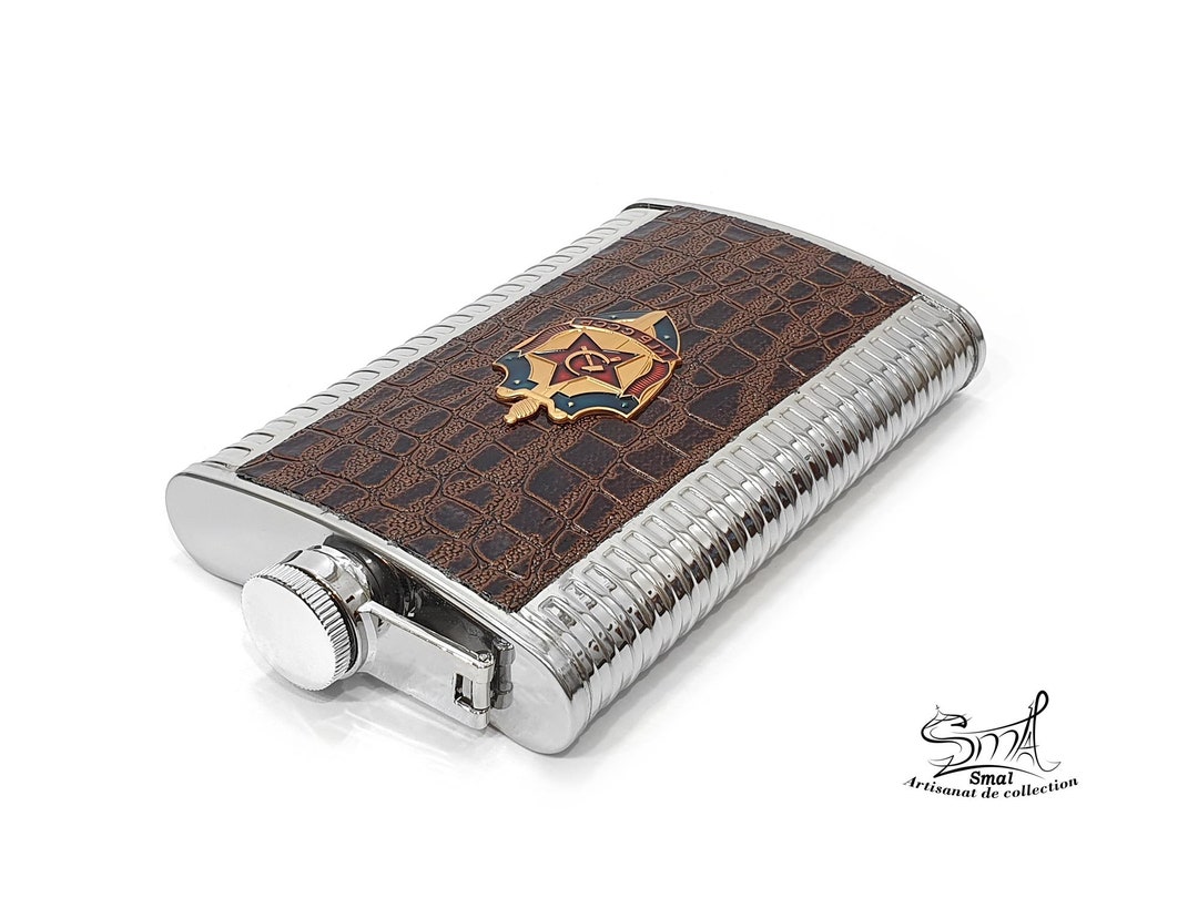 Russian Military Badge Pocket Flask in Stainless Steel FSB KGB. Soviet ...